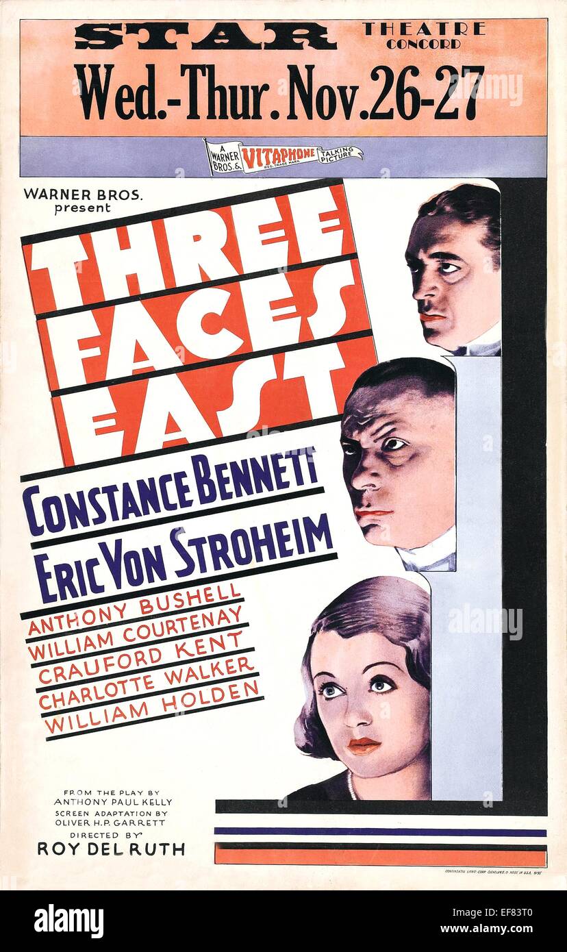 MOVIE POSTER THREE FACES EAST (1930 Stock Photo - Alamy