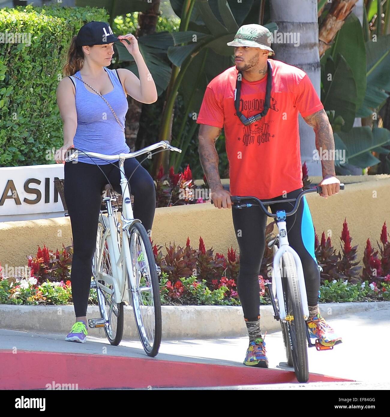 Kelly Brook and David McIntosh go for a bike ride Featuring: Kelly ...