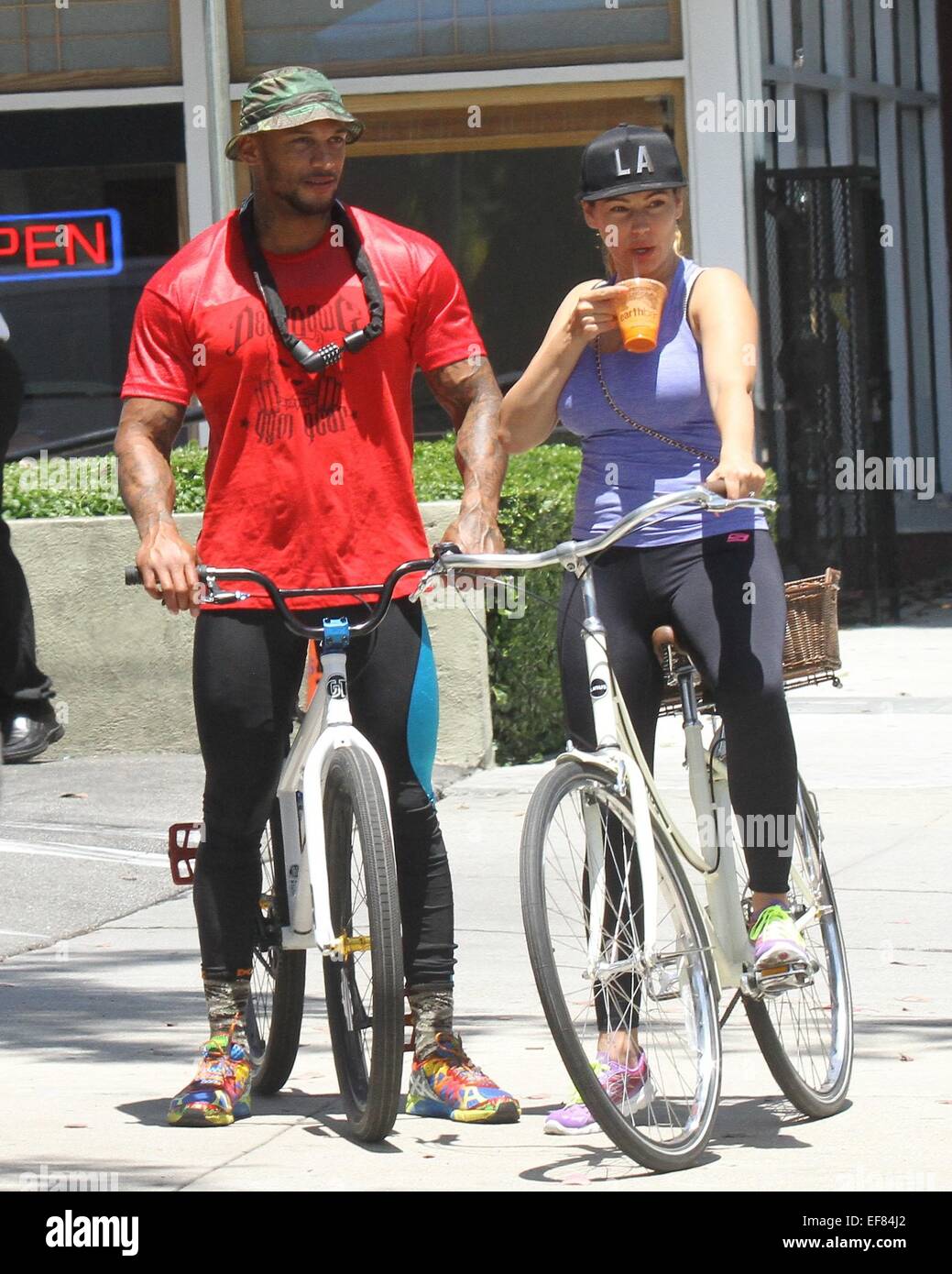 Kelly Brook and David McIntosh go for a bike ride Featuring: Kelly ...