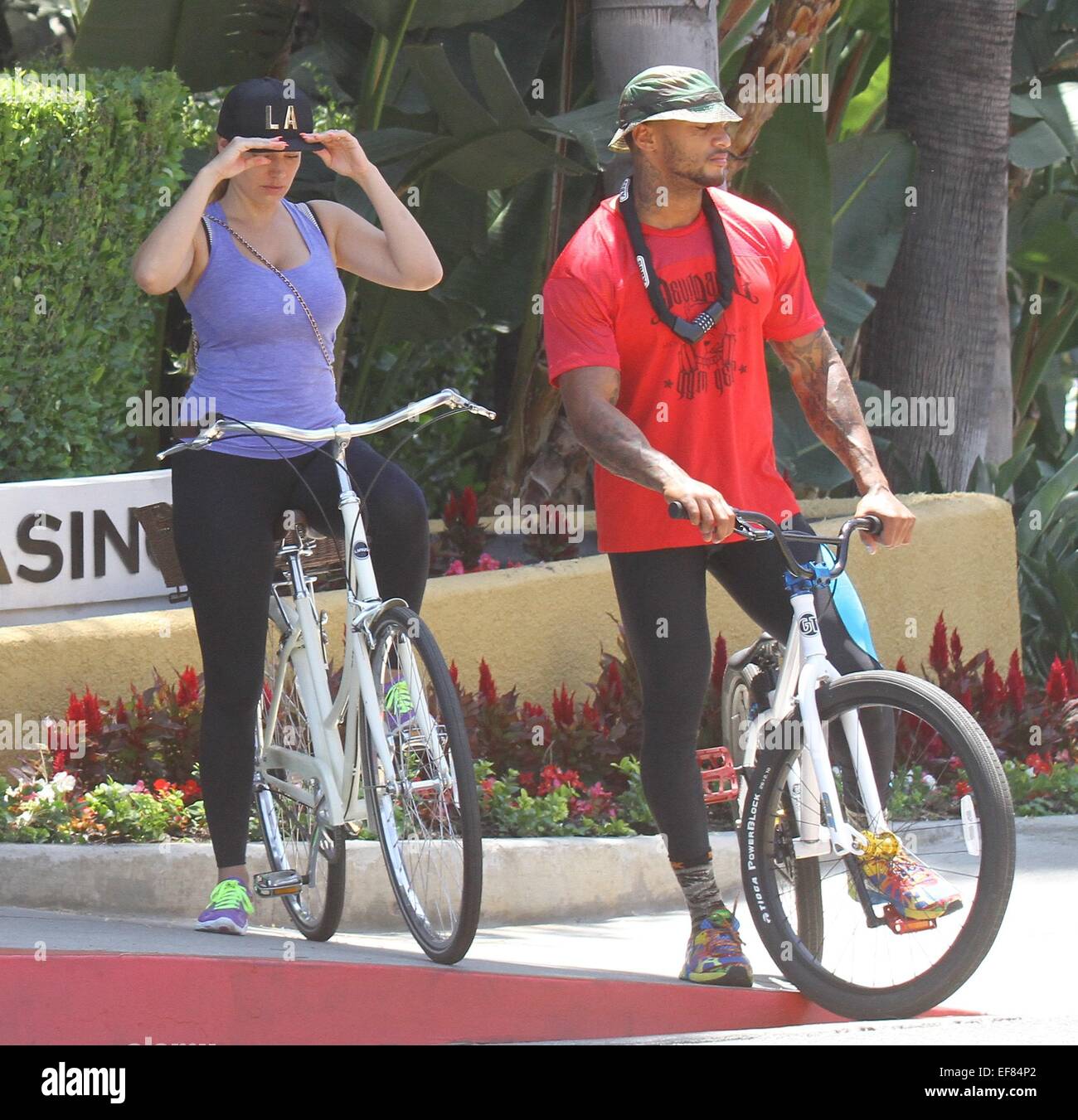 Kelly Brook and David McIntosh go for a bike ride Featuring: Kelly ...
