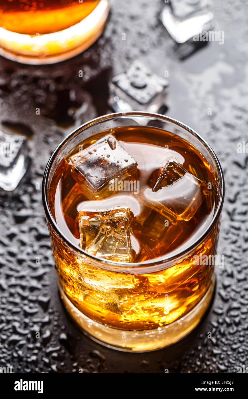 Glass with alcoholic drink Stock Photo - Alamy