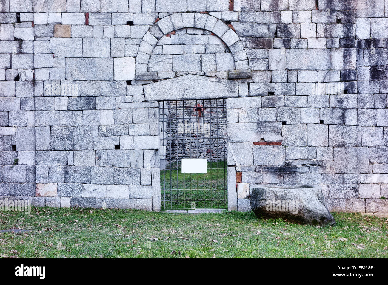 ancient stone ruins of the San Martino Church in Gattico , Italy Stock ...