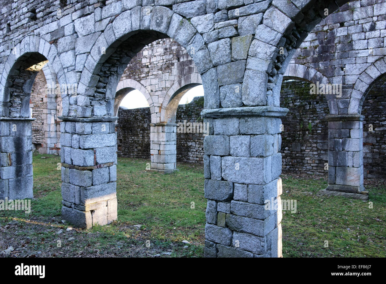 ancient stone ruins of the San Martino Church in Gattico , Italy Stock ...