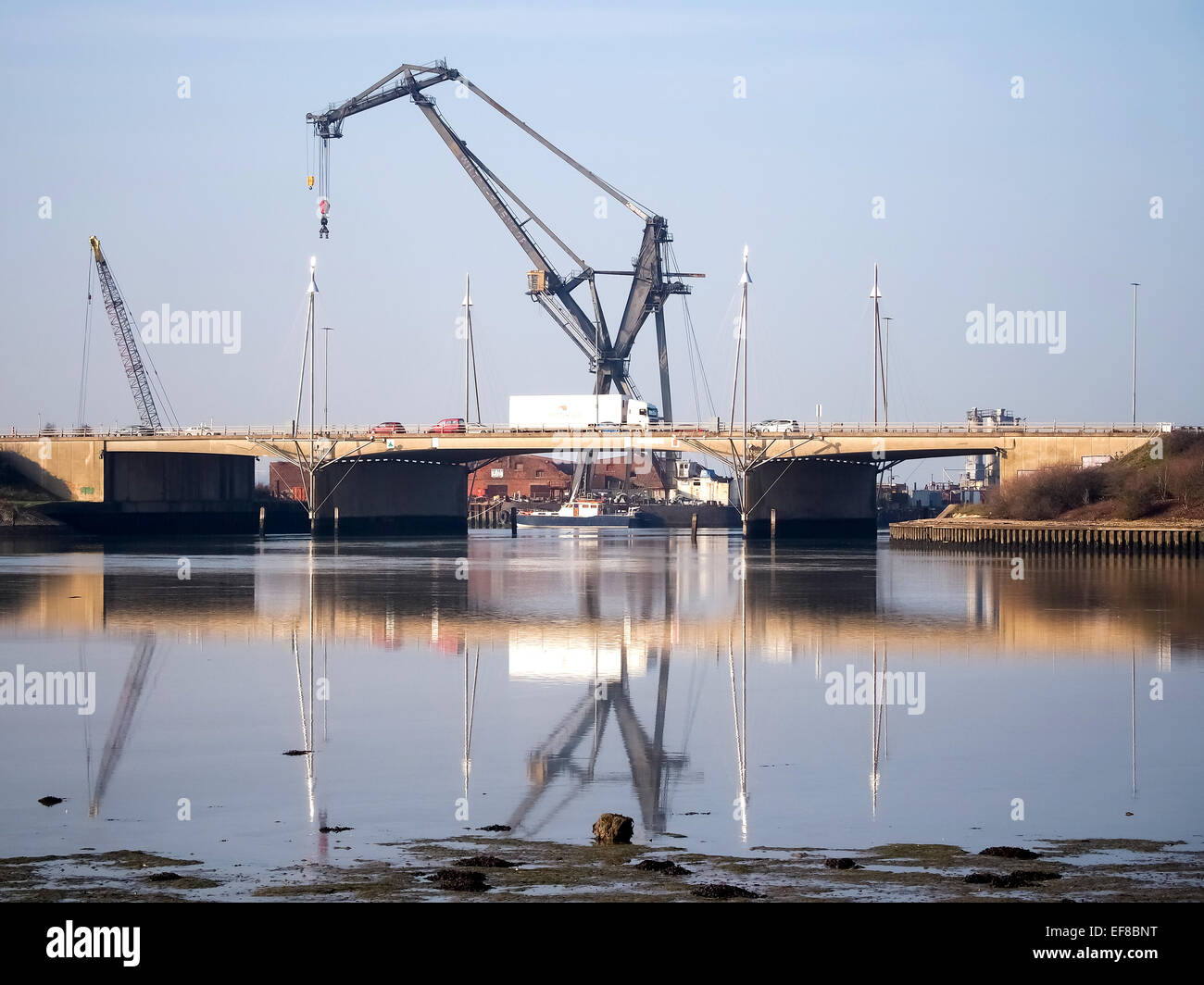 A canute Crane in Pounds scrapyard towers above the M275 at the ...