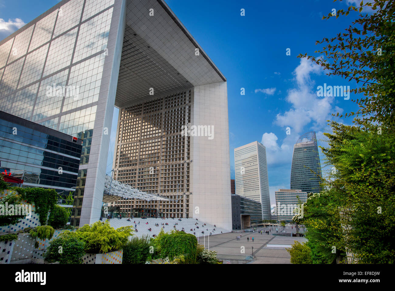 La Grande Arche de la Defense, and the modern buildings of La Defense ...
