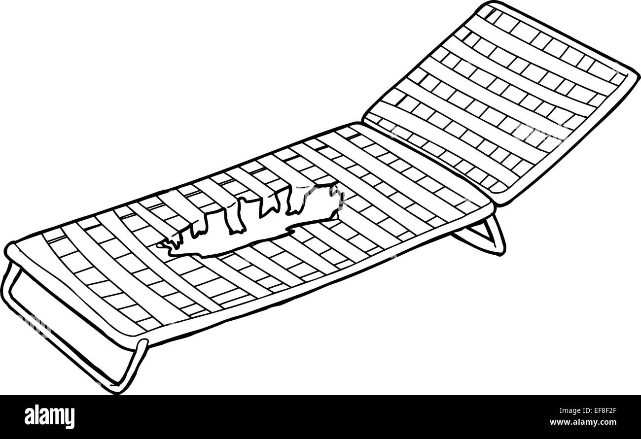 Outline drawing of damaged deck chair with hole Stock Photo - Alamy