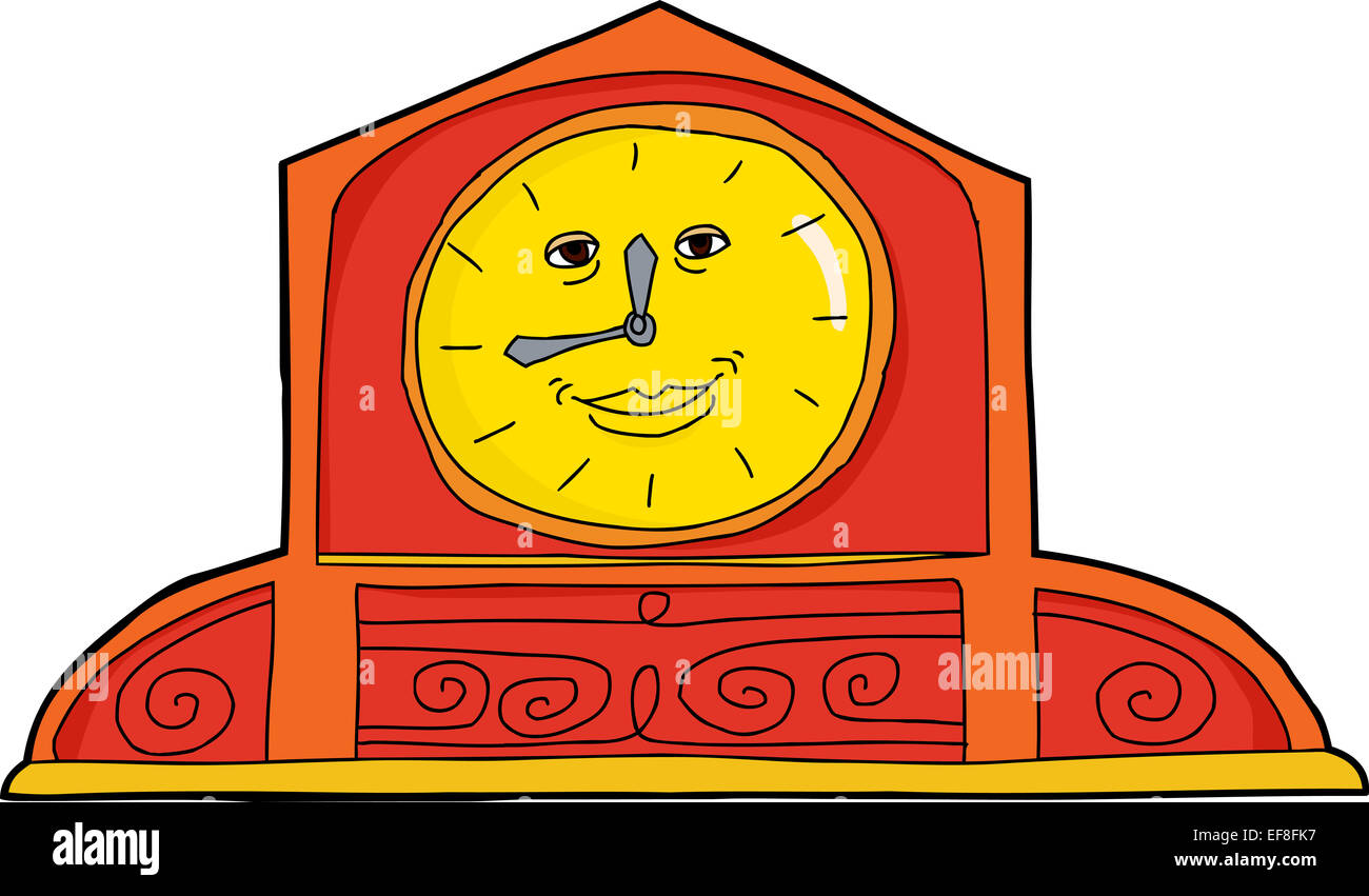 Smiling orange and yellow antique mantle clock Stock Photo - Alamy