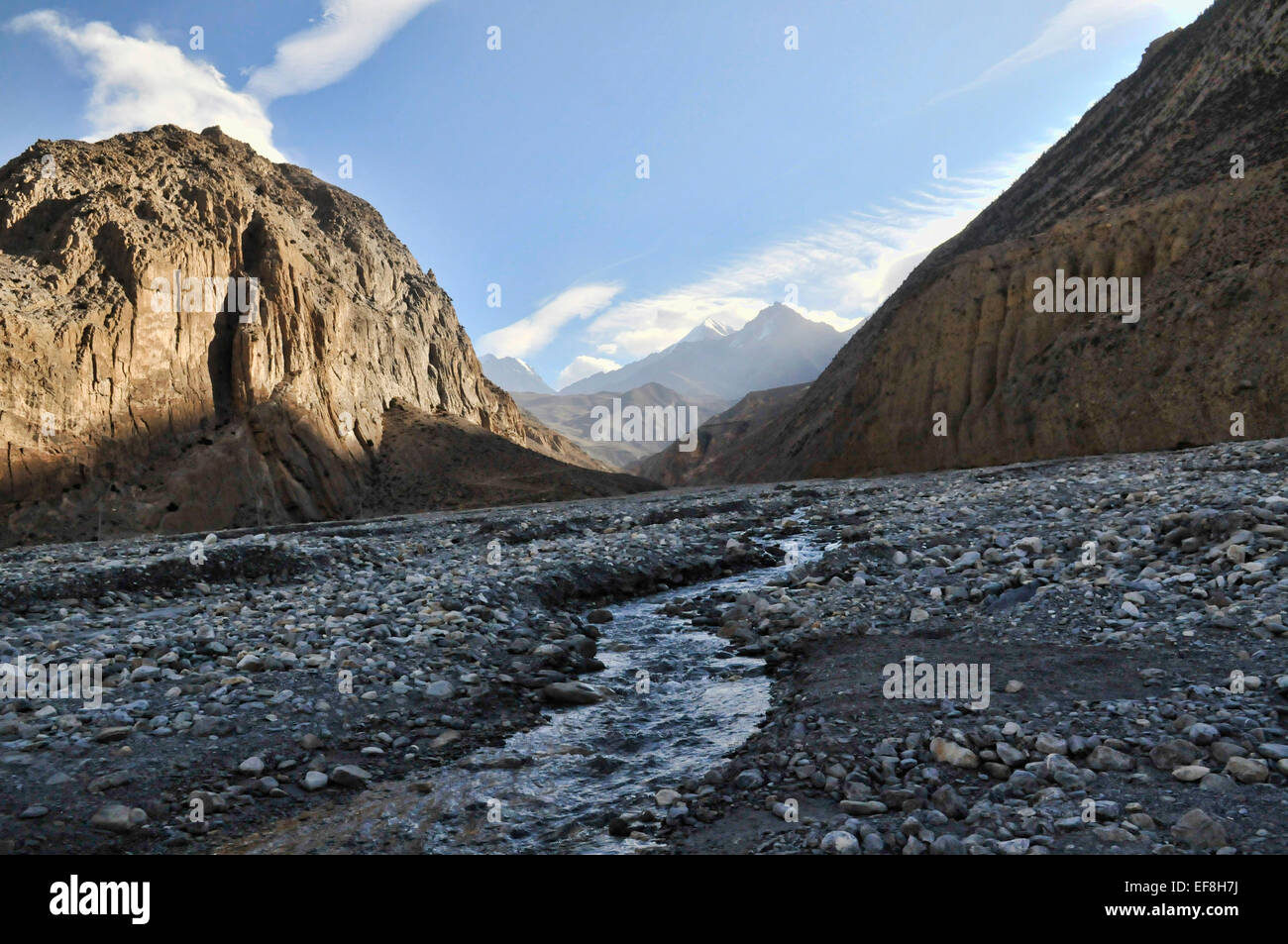 Empty river of the Khali Gandaki in the Mustang Area in Nepal Stock ...