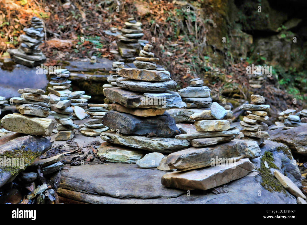 Prayer Stones left in trekking circuit in the Annapurna Himalayan Range ...