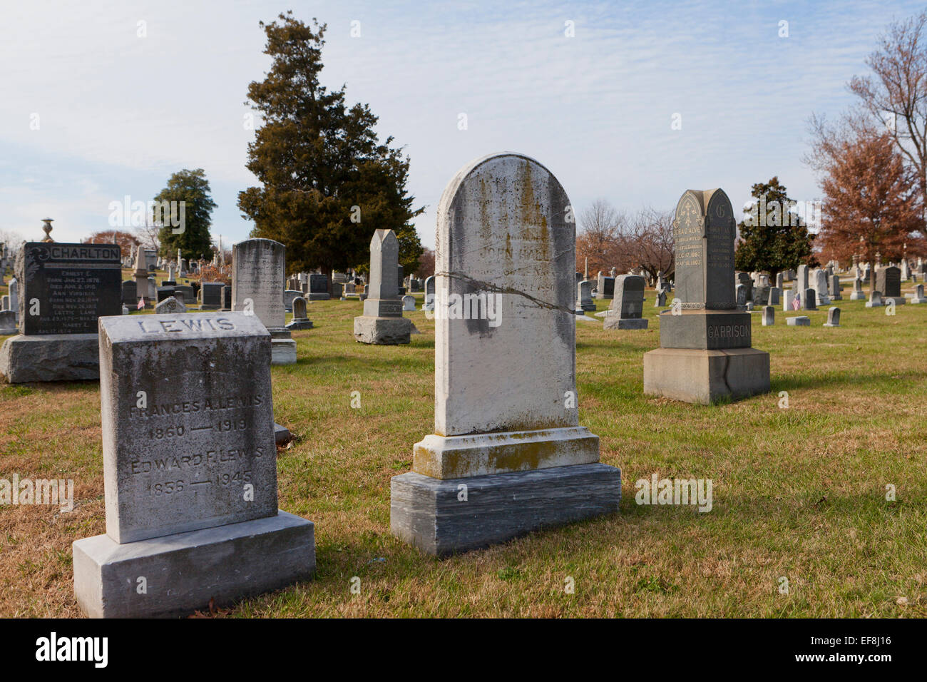 Old gravestones at Congressional Cemetery - Washington, DC USA Stock ...
