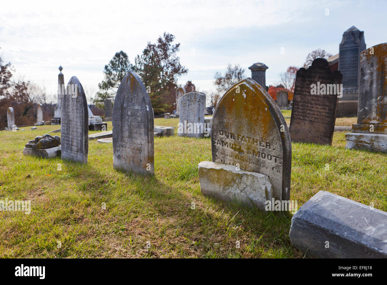 Old gravestones at Congressional Cemetery - Washington, DC USA Stock ...