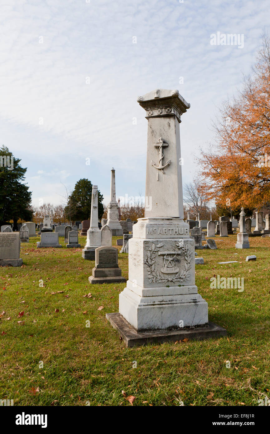 Old memorial at Congressional Cemetery - Washington, DC USA Stock Photo ...