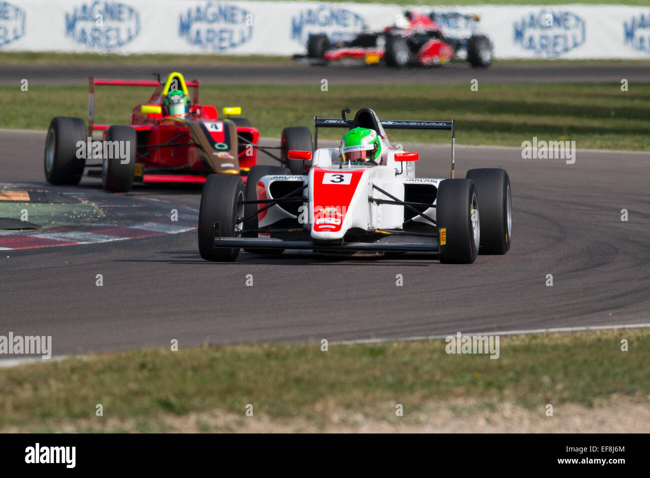 Imola, Italy - October 11, 2014: A Tatuus F.4 T014 Abarth of Euronova ...