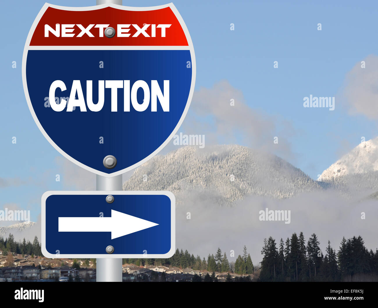 Caution road sign Stock Photo - Alamy