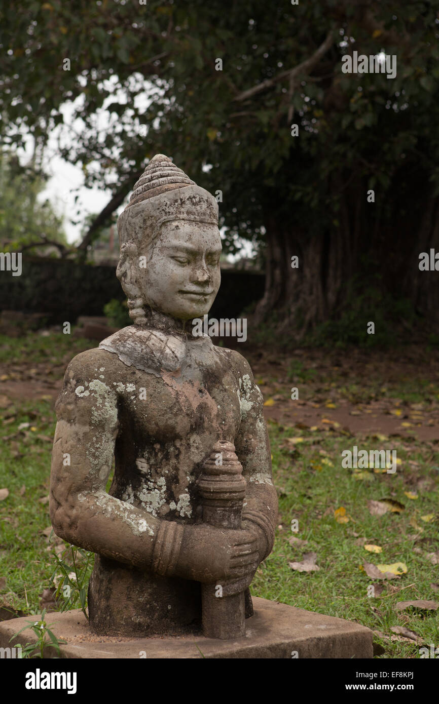 Dvarapala sculpture at the front yard of Banteay Prey Nokor temple in ...