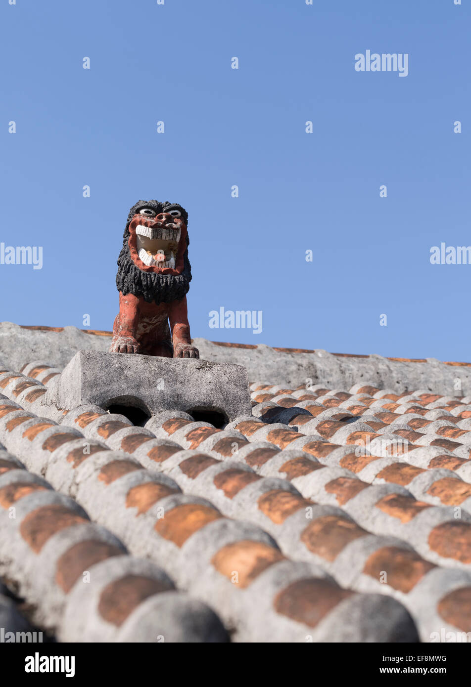Traditional shisa roof talisman at ryukyu mura hi-res stock photography ...
