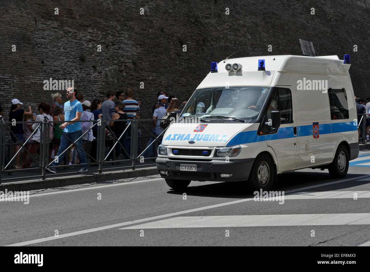 An ambulance in response to an medical emergency in Rome, Italy Stock ...