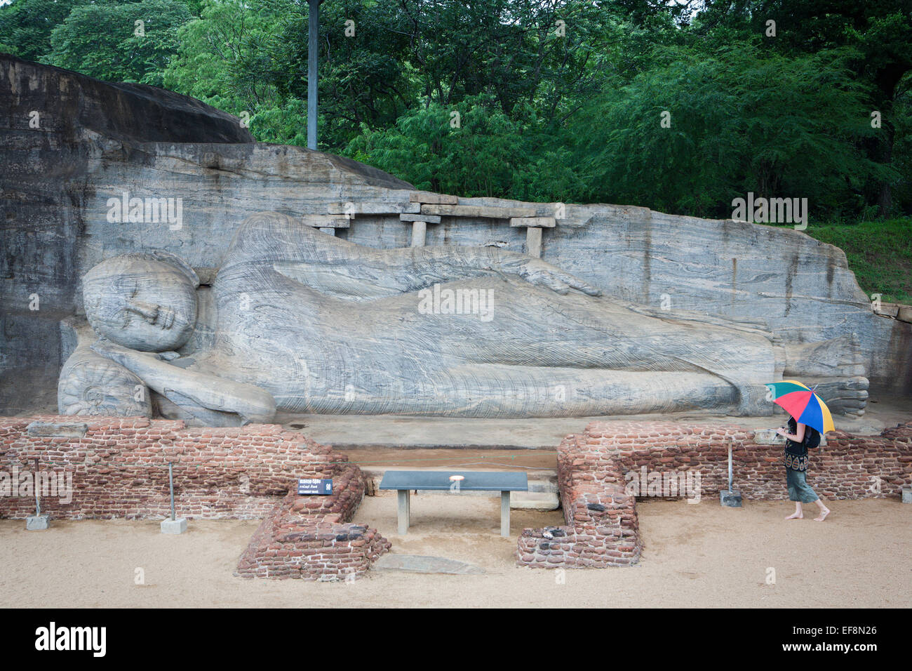 GIANT RECLINING BUDDHA SIN NIRVANA; GAL VIHARA ROCK TEMPLE Stock Photo ...