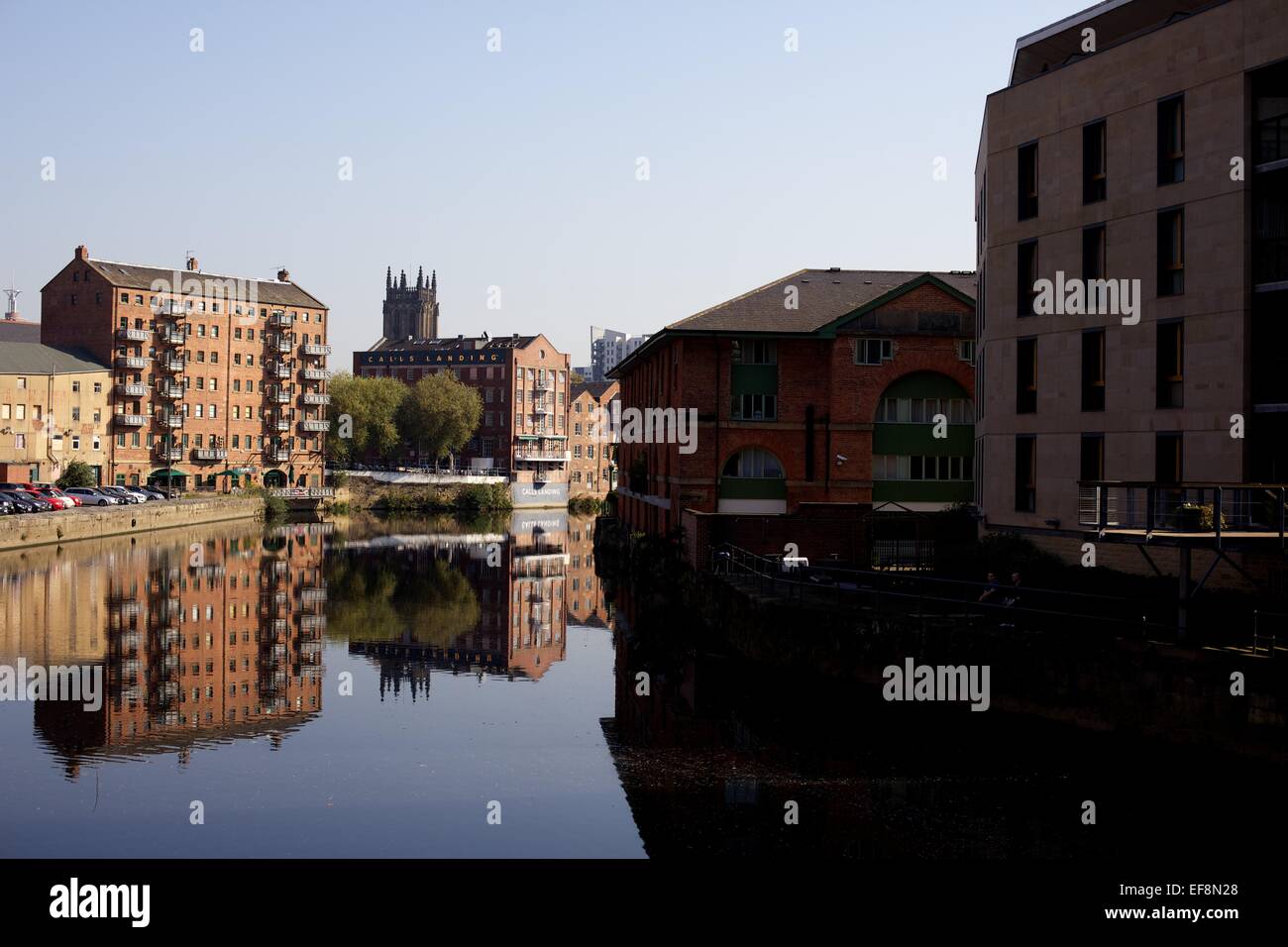 view of the River Aire running through Leeds City Centre Stock Photo ...