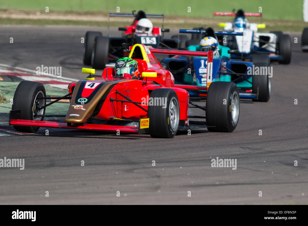 Imola, Italy - October 11, 2014: A Tatuus F.4 T014 Abarth of Dav Racing ...