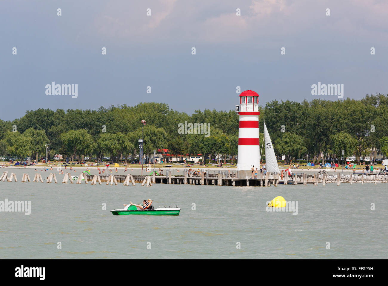 Lake Neusiedl, lighthouse in Podersdorf am See, Northern Burgenland ...