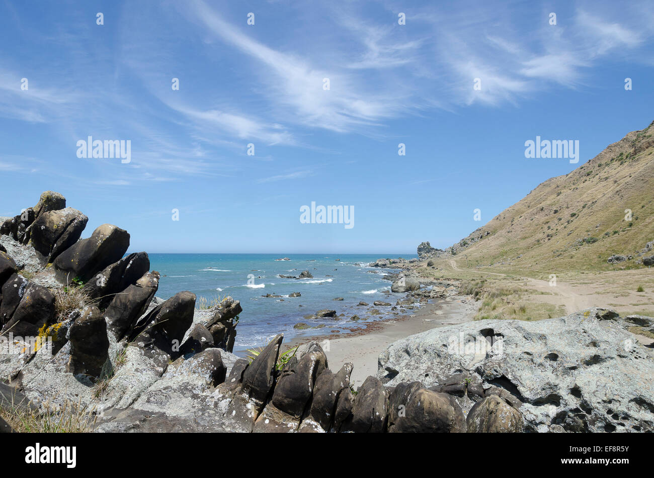 Rock formation, Honeycomb Rocks, Glenburn, Wairarapa, North Island, New ...