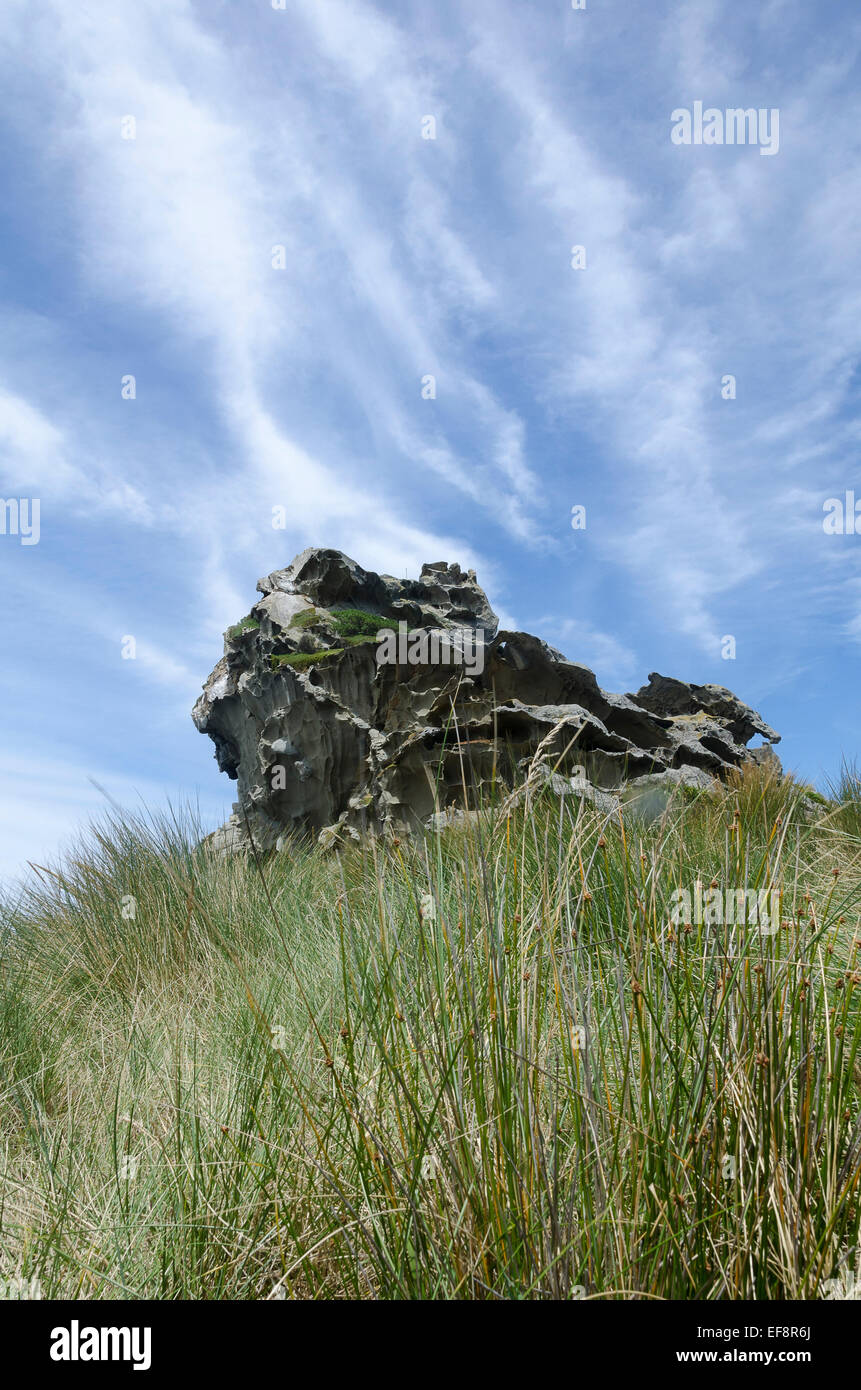Rock formation, Honeycomb Rocks, Glenburn, Wairarapa, North Island, New ...