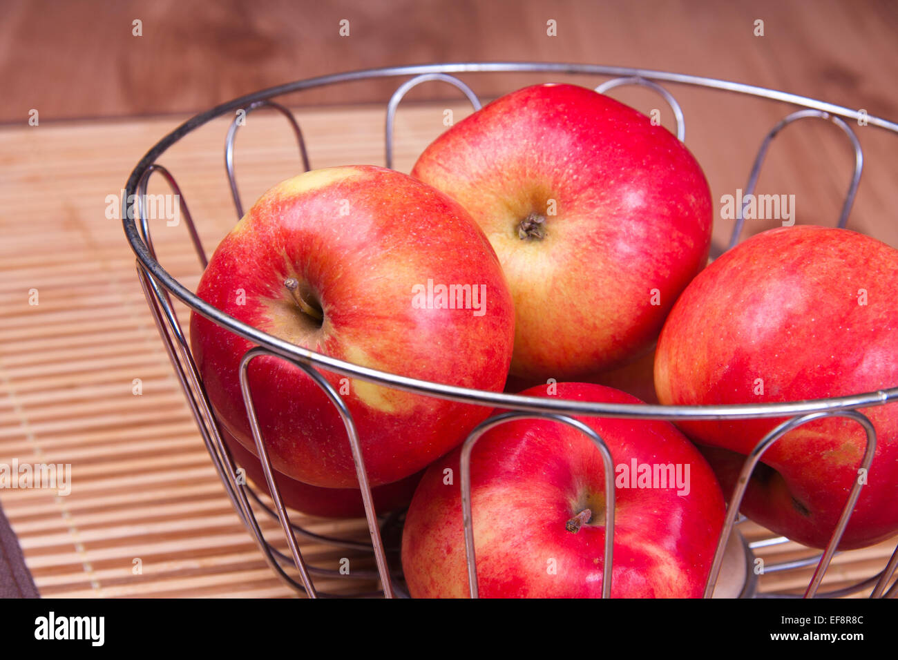 Juicy, ripe, red apples on a table Stock Photo - Alamy