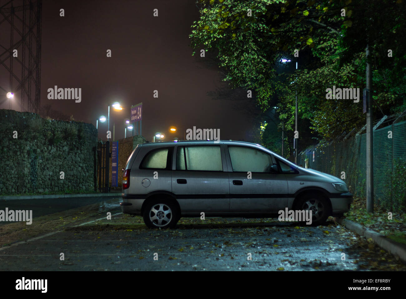 Abandoned Car at Night Stock Photo - Alamy