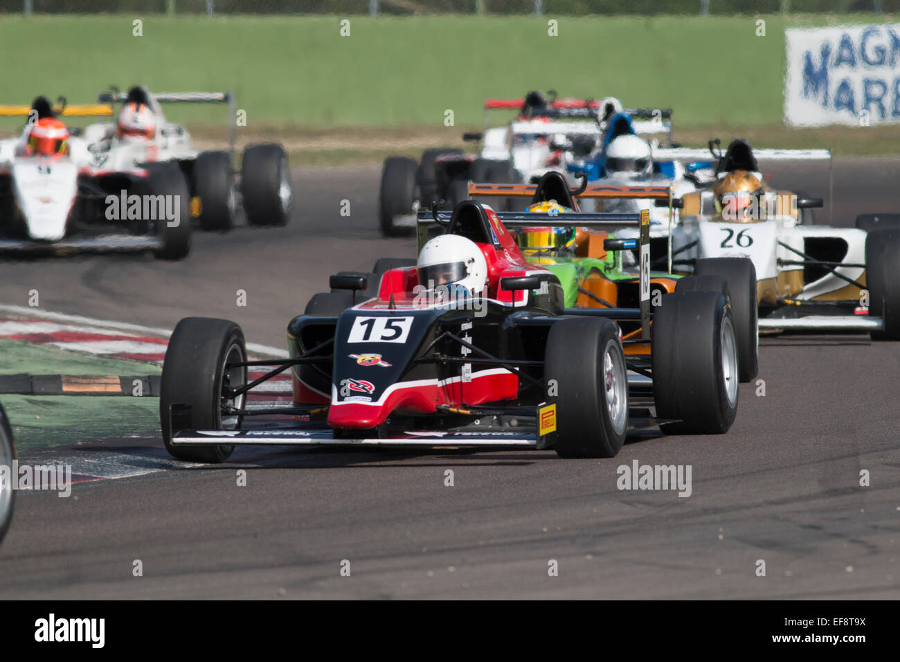 Imola, Italy - October 11, 2014: A Tatuus F.4 T014 Abarth of F & M S.R ...