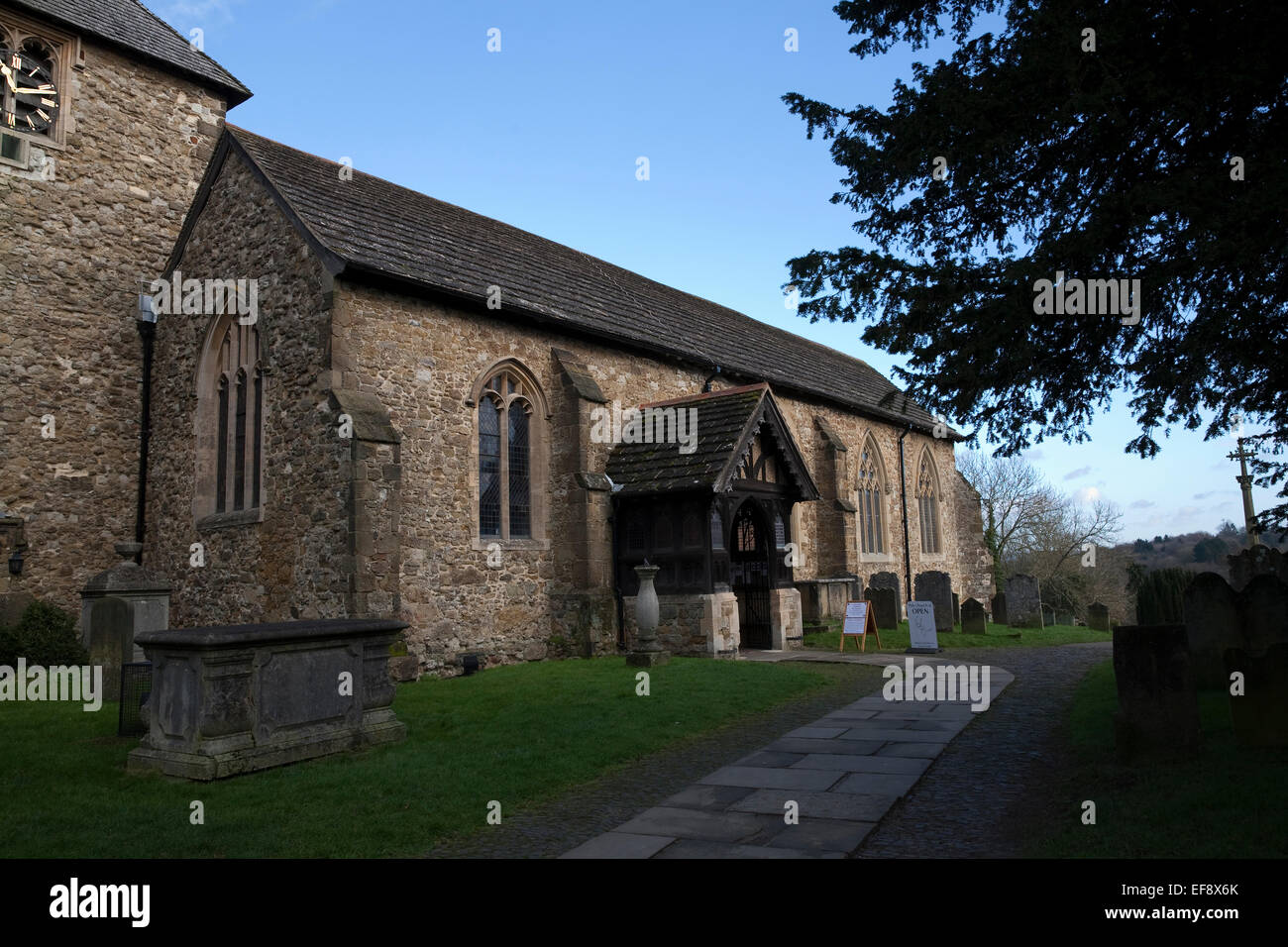 Blue skies over St Mary's Church in Westerham Kent Stock Photo - Alamy