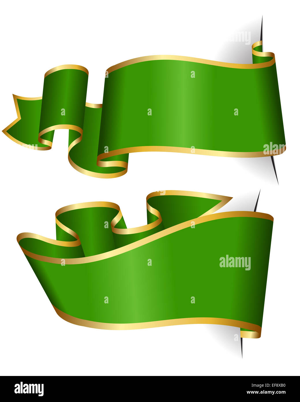 Green ribbon collection isolated on white background Stock Photo - Alamy