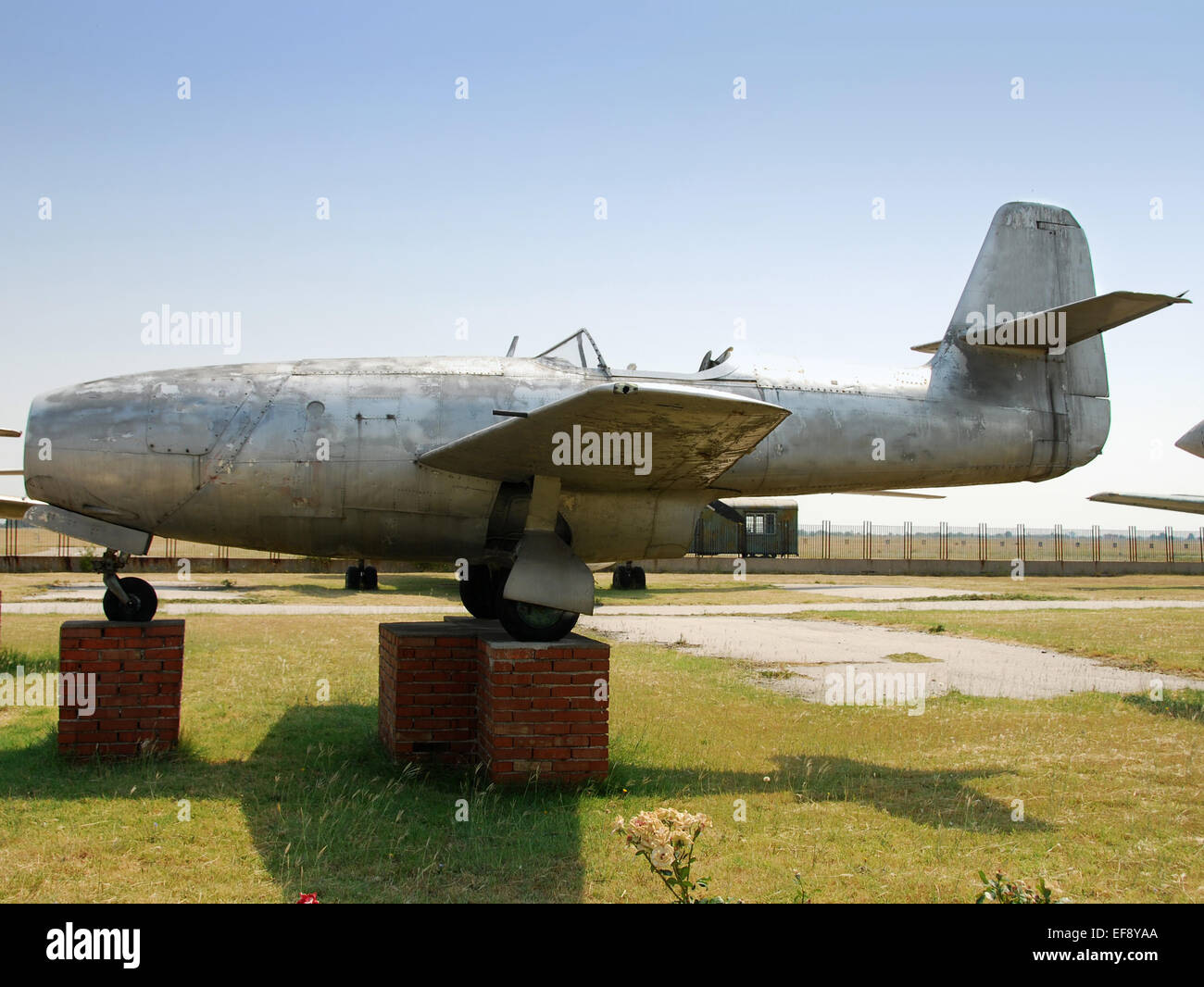Obsolete military jetfighter stored as monument yak-23 Stock Photo - Alamy