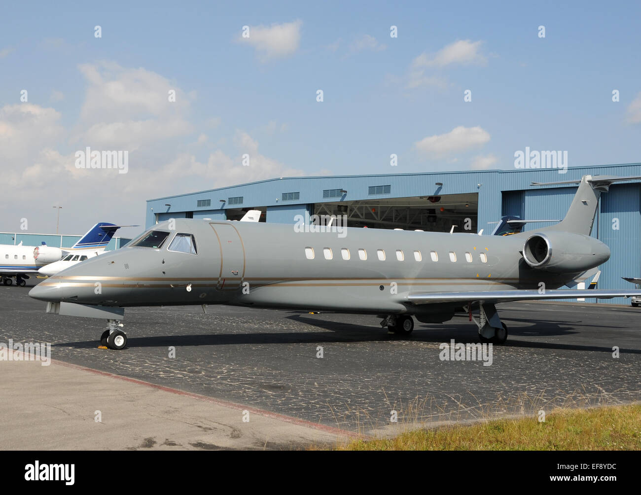 Modern corporate jet painted in gray color Stock Photo - Alamy