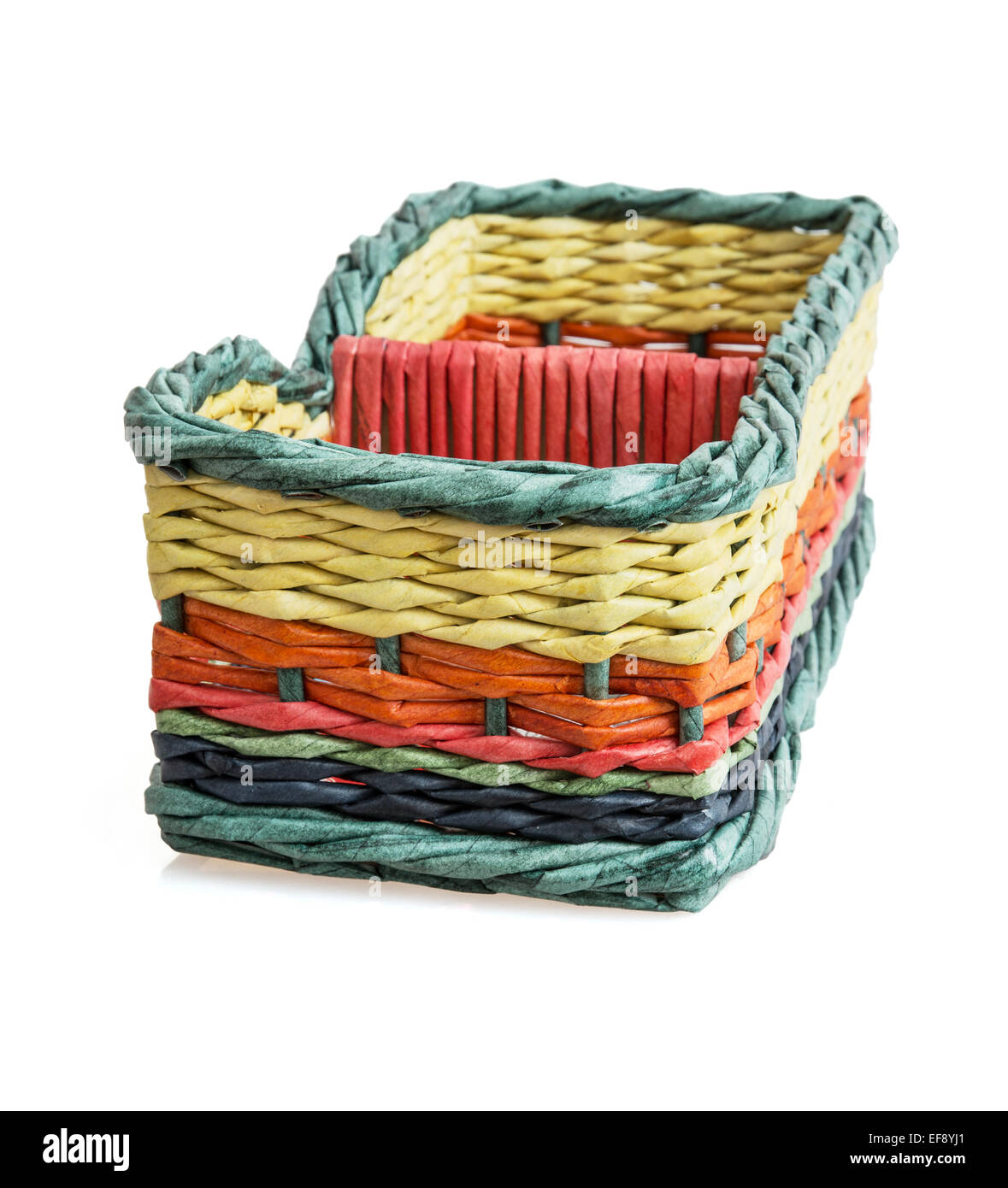 Colorful wicker basket isolated on the white background Stock Photo - Alamy