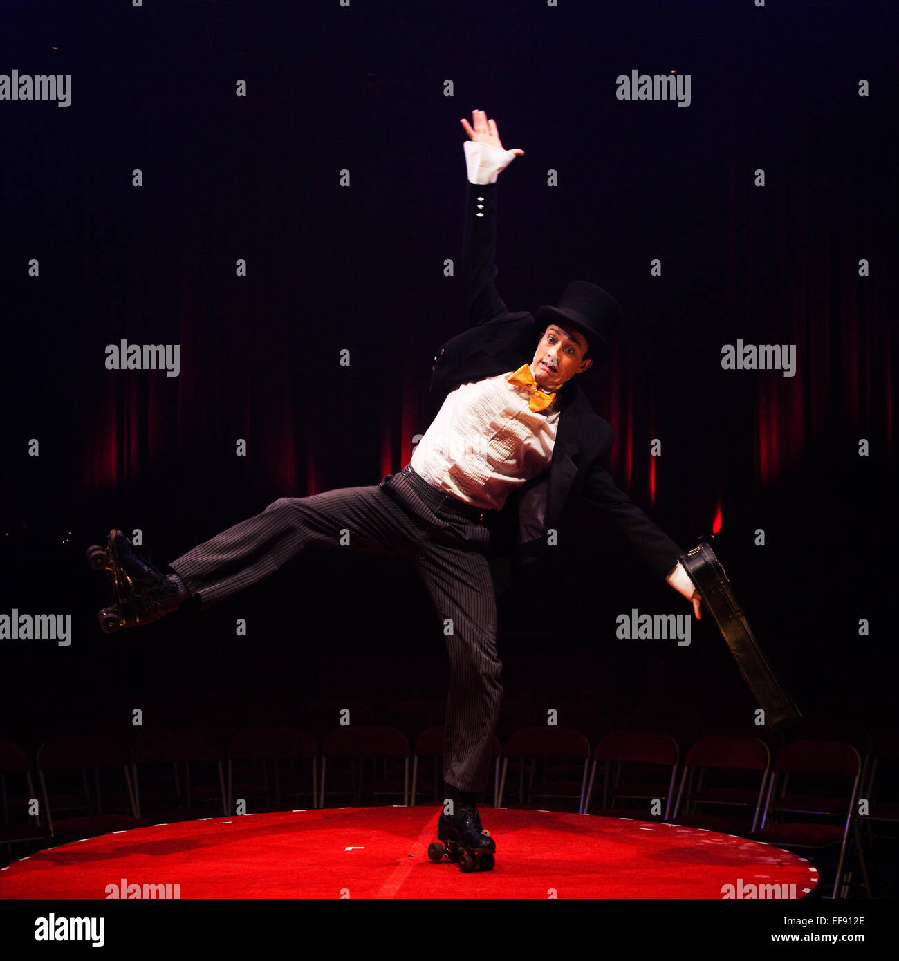 Nate Cooper, performer on roller skates. "La Soirée", a mix of cabaret ...