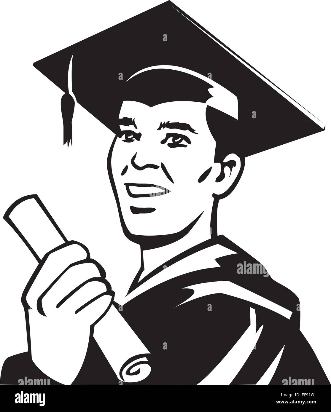 Cartoon graduate man graduation gown hi-res stock photography and ...
