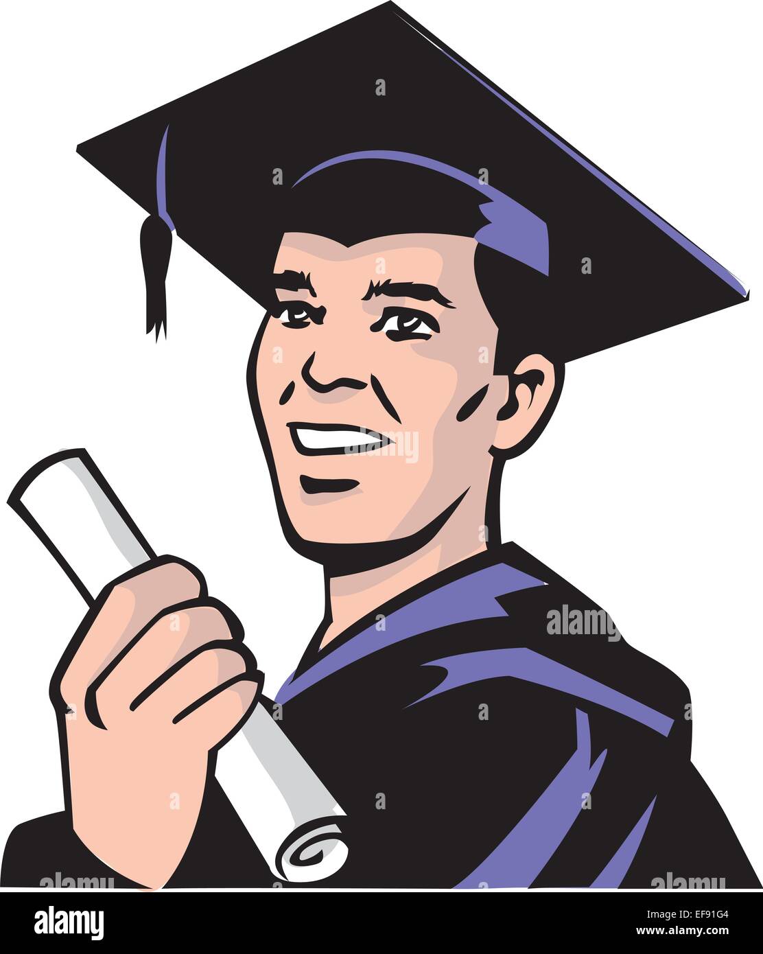 Portrait of a male graduate holding a diploma Stock Vector Image & Art ...