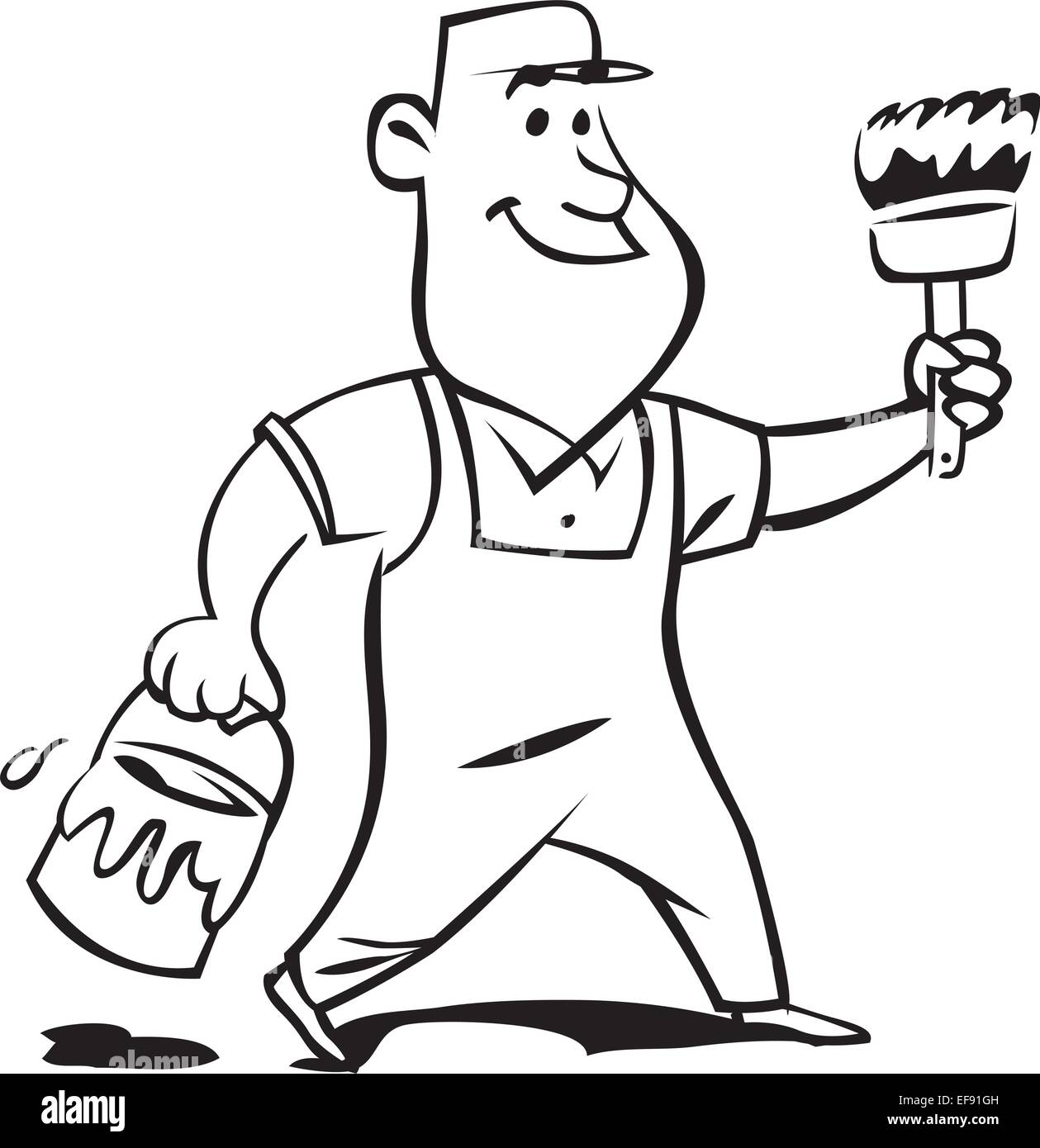 A painter holding a brush and paint can Stock Vector Image & Art - Alamy