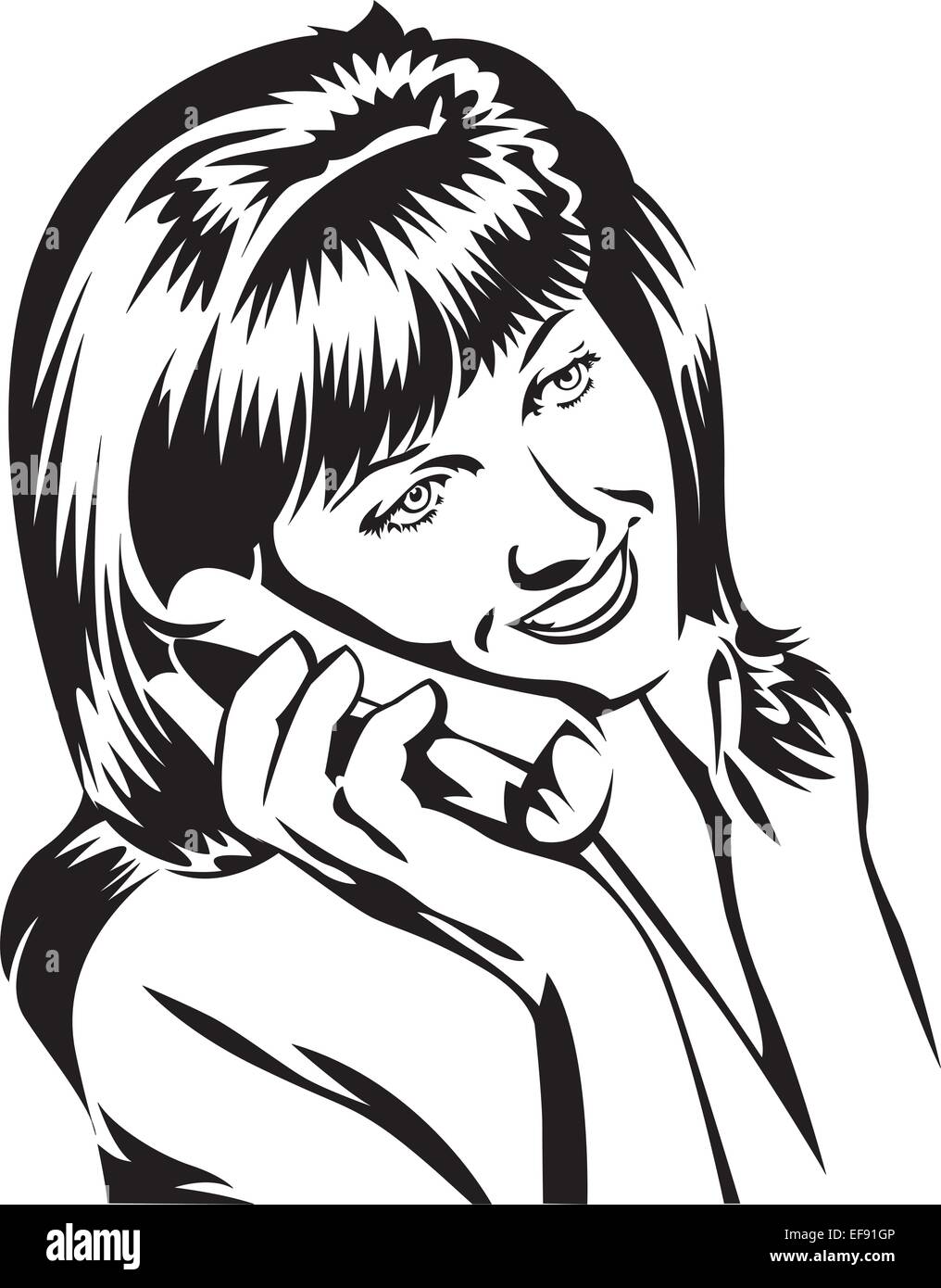 Phone call smile discussion Stock Vector Images - Alamy