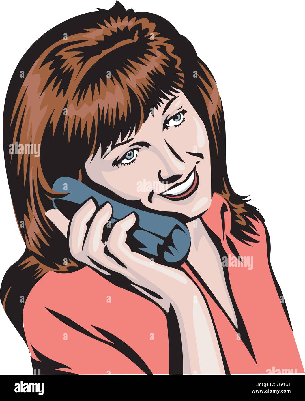 Woman speaking on phone Stock Vector Images - Alamy
