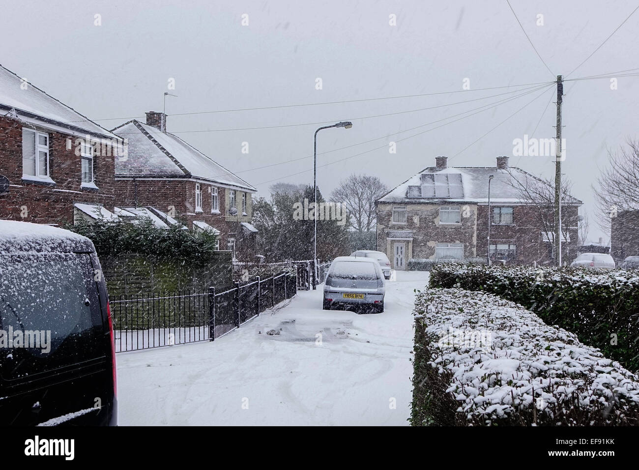 An urban winter scene on Buttershaw Estate, Bradford, West Yorkshire ...