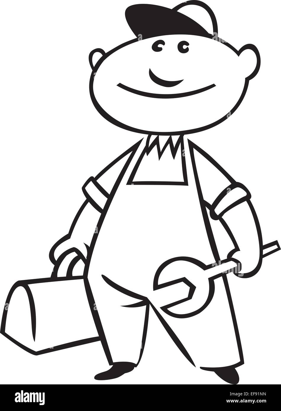 A repairman holding a wrench and a toolbox Stock Vector Image & Art - Alamy