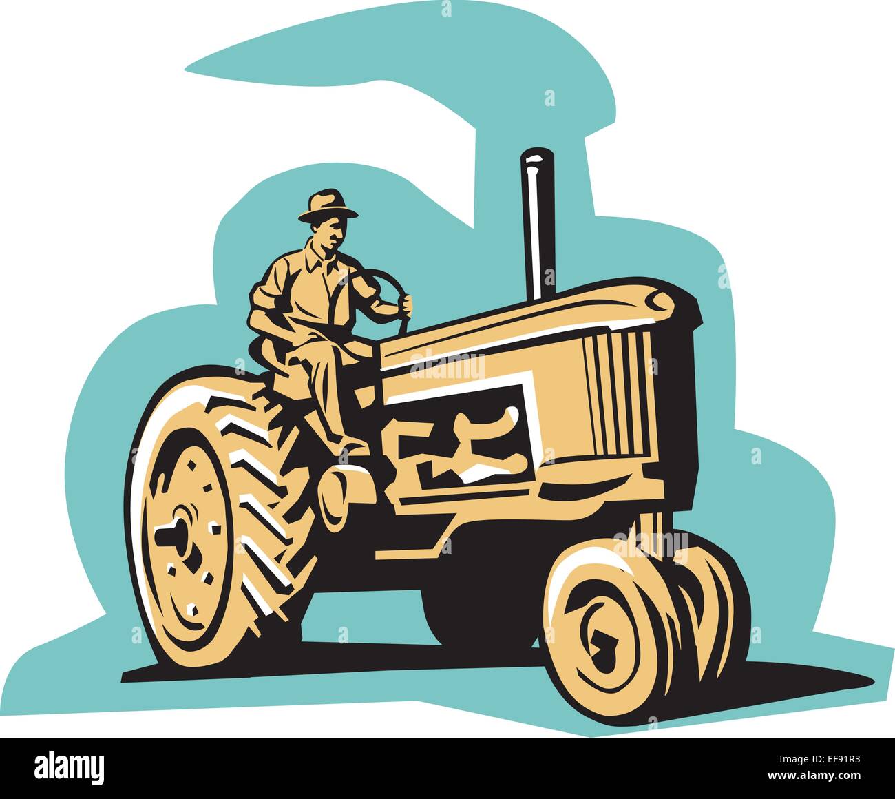 Tractor working farmland Stock Vector Images - Alamy