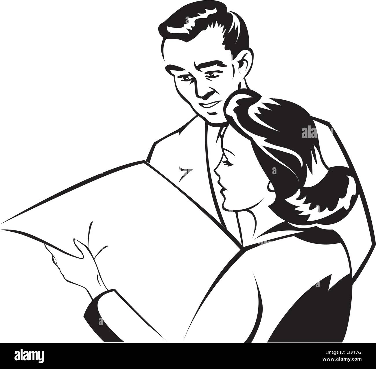 Two people looking at a paper Stock Vector Image & Art - Alamy