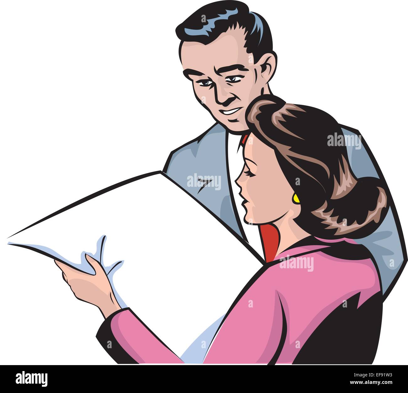 Two business people looking at papers Stock Vector Images - Alamy