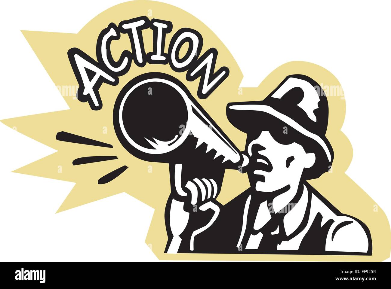 A man announcing ACTION Stock Vector Image & Art - Alamy