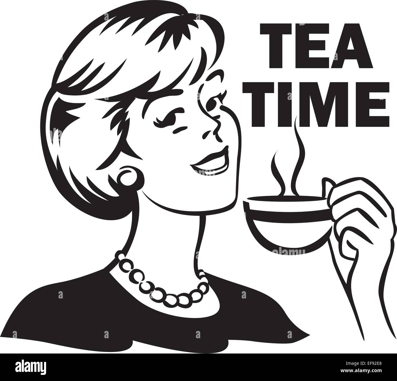 Enjoying cup of tea Stock Vector Images - Alamy