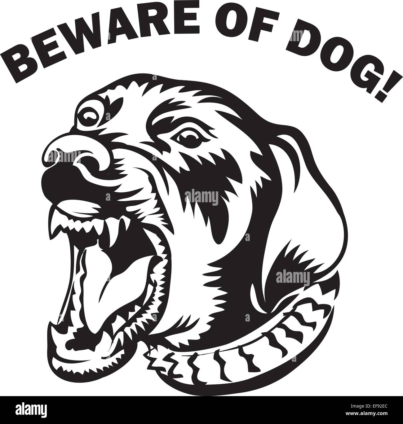 A dog's face that above reads Beware of Dog! Stock Vector Image & Art ...