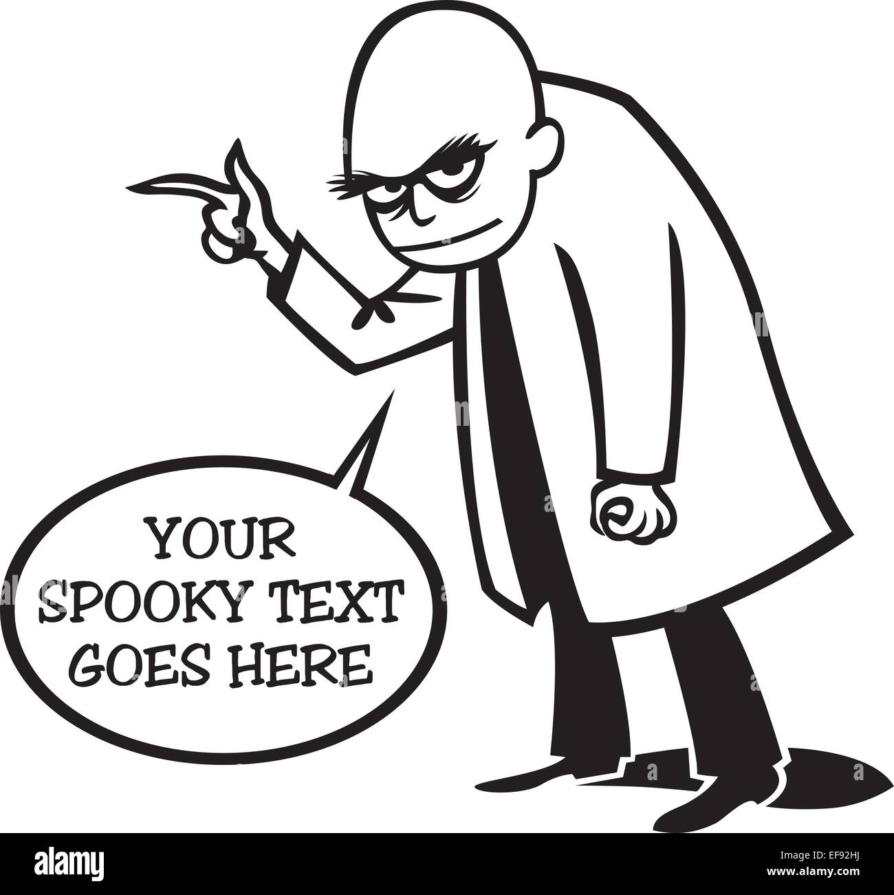 A scary man pointing and a text bubble for inserting spooky text Stock ...